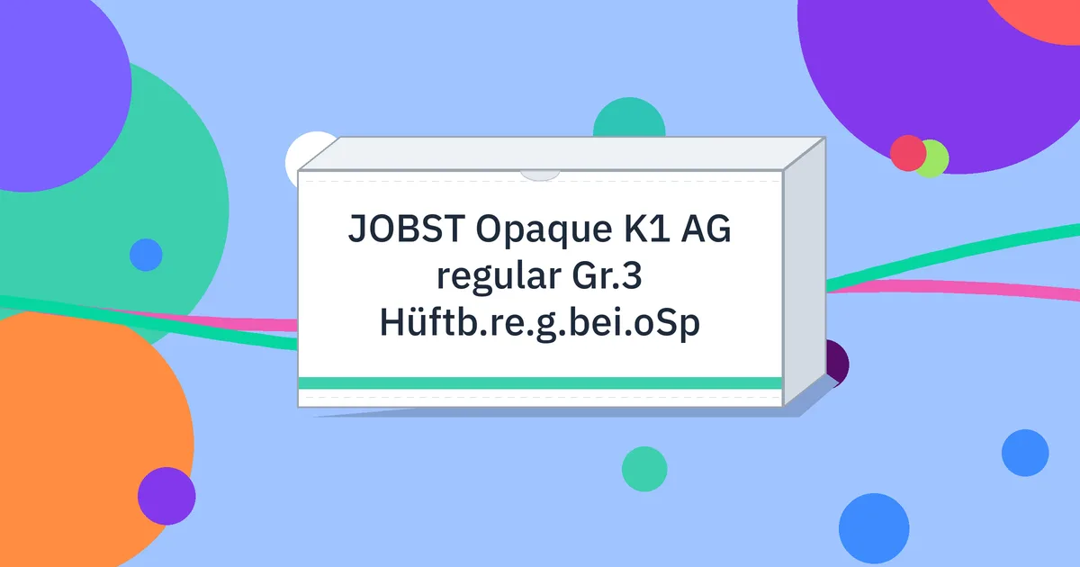 Symbolbild: Packung mit der Aufschrift JOBST Opaque K1 AG regular Gr.3 Hüftb.re.g.bei.oSp (PZN 16272083) – Verfügbarkeit und Bezug in Apotheken in Frankfurt am Main