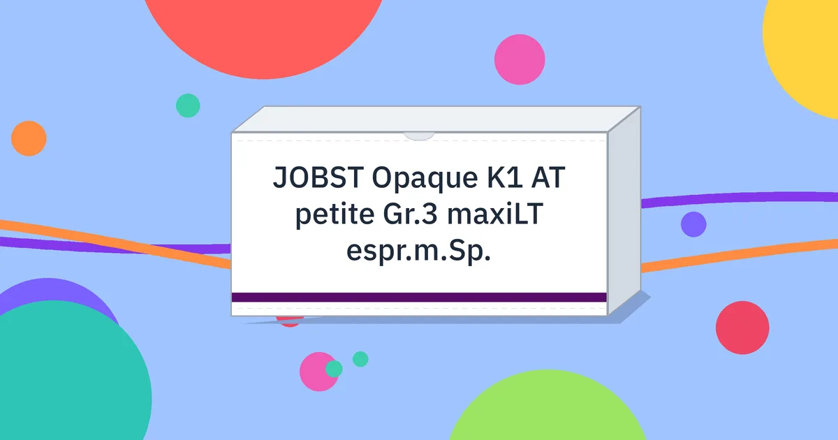 Symbolbild: Packung mit der Aufschrift JOBST Opaque K1 AT petite Gr.3 maxiLT espr.m.Sp. (PZN 16277034) – Verfügbarkeit und Bezug in Apotheken in Frankfurt am Main