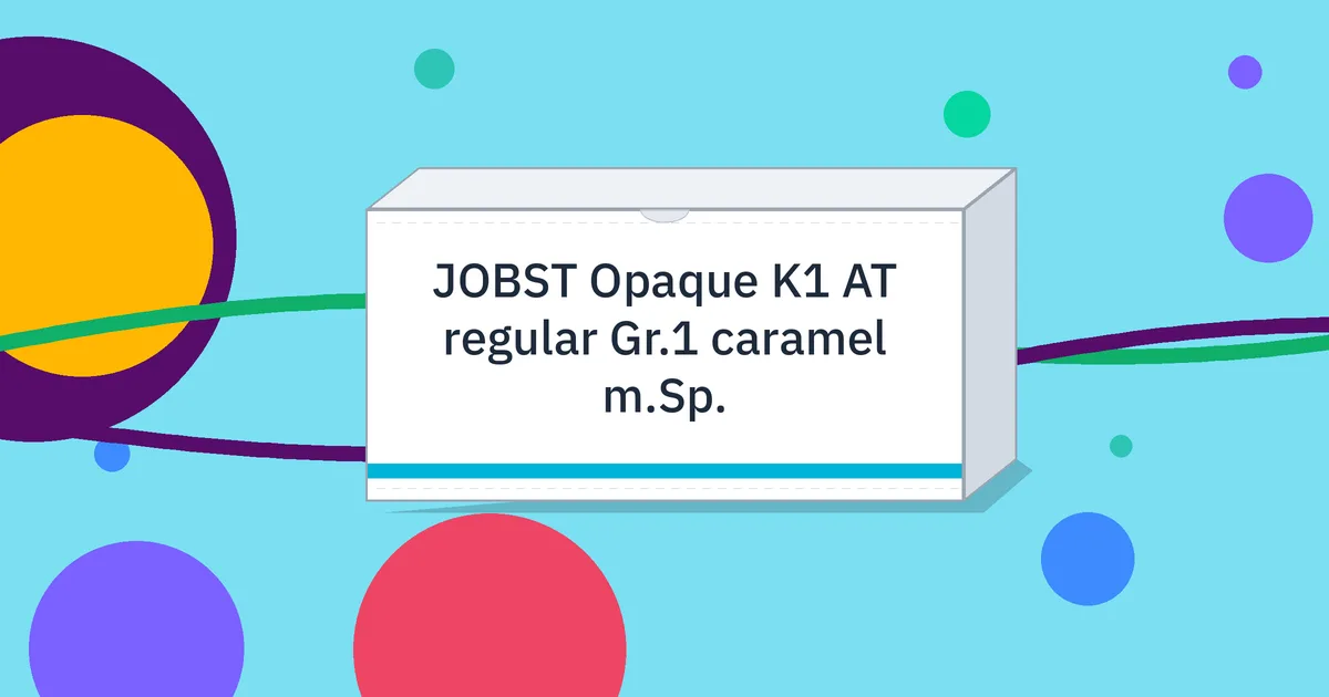 Symbolbild: Packung mit der Aufschrift JOBST Opaque K1 AT regular Gr.1 caramel m.Sp. (PZN 13106792) – Verfügbarkeit und Bezug in Apotheken in Frankfurt am Main