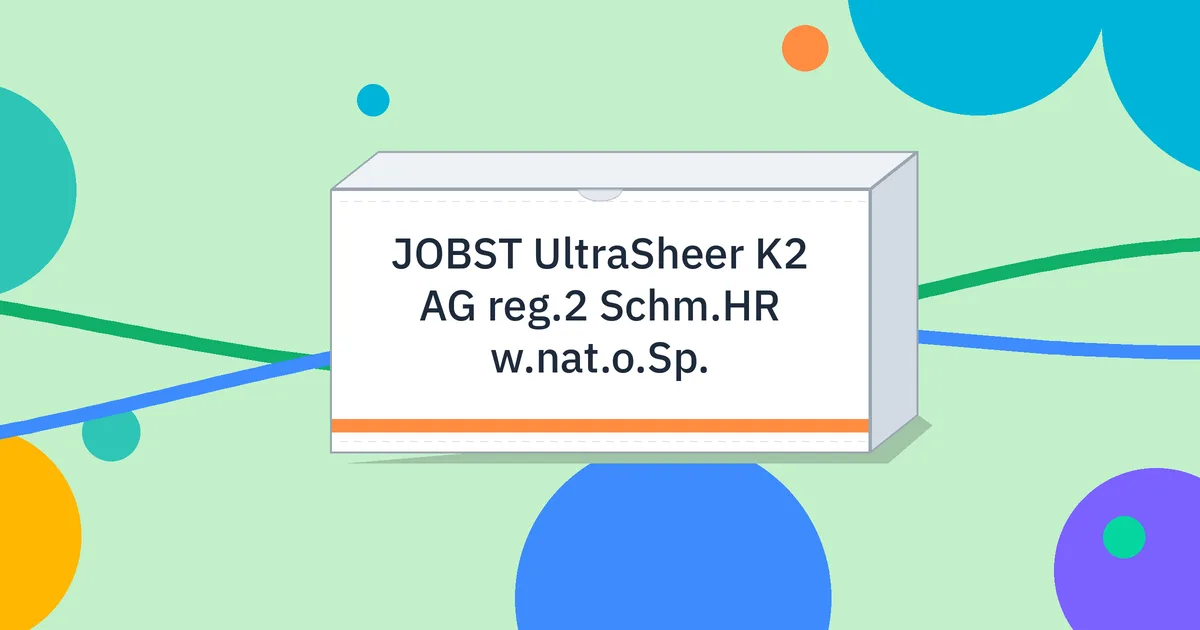 Symbolbild: Packung mit der Aufschrift JOBST UltraSheer K2 AG reg.2 Schm.HR w.nat.o.Sp. (PZN 11261347) – Verfügbarkeit und Bezug in Apotheken in Frankfurt am Main