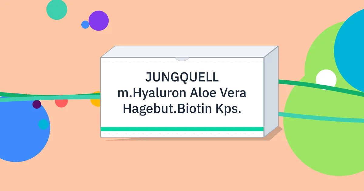 Symbolbild: Packung mit der Aufschrift JUNGQUELL m.Hyaluron Aloe Vera Hagebut.Biotin Kps. (PZN 19522511) – Verfügbarkeit und Bezug in Apotheken in Frankfurt am Main