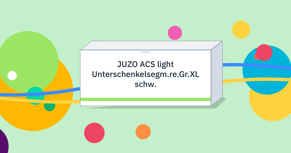 Symbolbild: Packung mit der Aufschrift JUZO ACS light Unterschenkelsegm.re.Gr.XL schw. (PZN 13575268) – Verfügbarkeit und Bezug in Apotheken in Frankfurt am Main