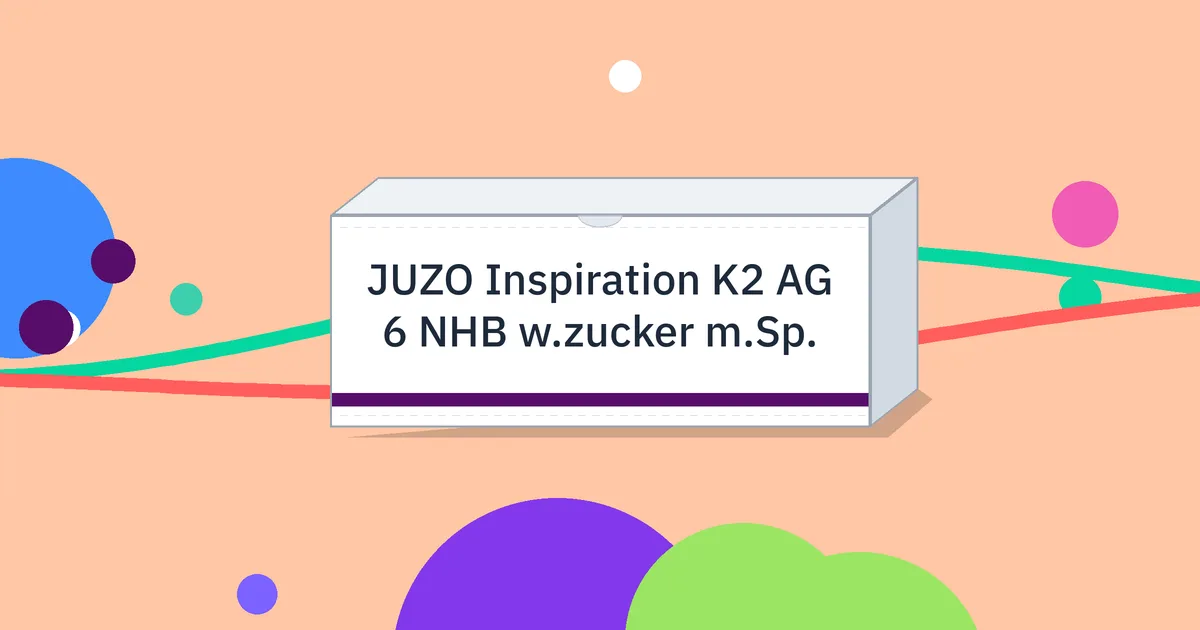 Symbolbild: Packung mit der Aufschrift JUZO Inspiration K2 AG 6 NHB w.zucker m.Sp. (PZN 14946979) – Verfügbarkeit und Bezug in Apotheken in Frankfurt am Main