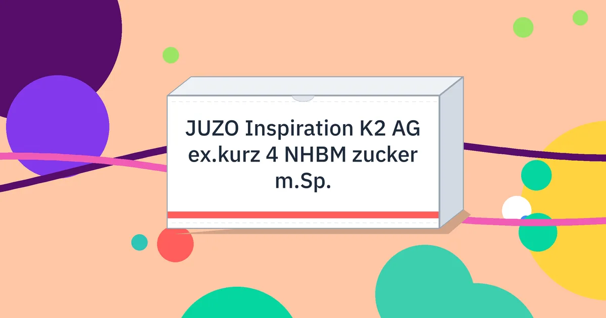 Symbolbild: Packung mit der Aufschrift JUZO Inspiration K2 AG ex.kurz 4 NHBM zucker m.Sp. (PZN 14964233) – Verfügbarkeit und Bezug in Apotheken in Frankfurt am Main