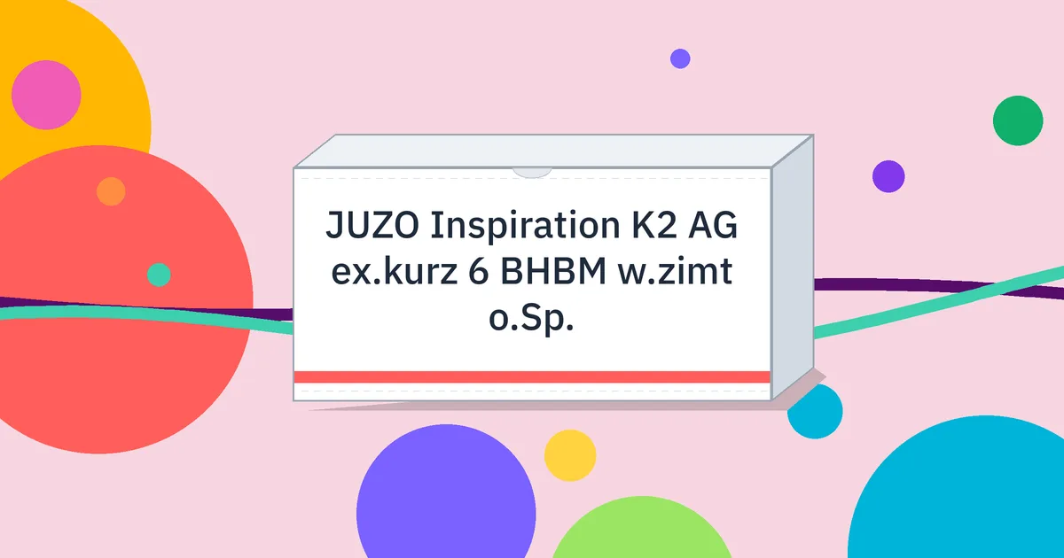 Symbolbild: Packung mit der Aufschrift JUZO Inspiration K2 AG ex.kurz 6 BHBM w.zimt o.Sp. (PZN 14885841) – Verfügbarkeit und Bezug in Apotheken in Frankfurt am Main