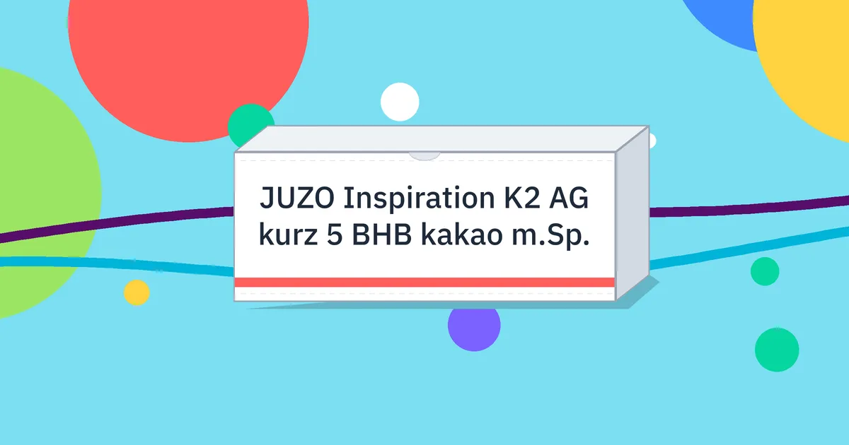 Symbolbild: Packung mit der Aufschrift JUZO Inspiration K2 AG kurz 5 BHB kakao m.Sp. (PZN 14834499) – Verfügbarkeit und Bezug in Apotheken in Frankfurt am Main