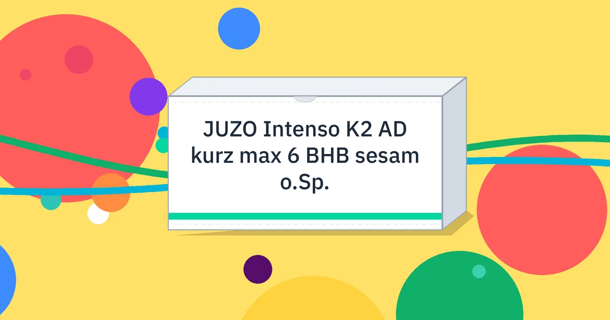 Symbolbild: Packung mit der Aufschrift JUZO Intenso K2 AD kurz max 6 BHB sesam o.Sp. (PZN 18626237) – Verfügbarkeit und Bezug in Apotheken in Frankfurt am Main