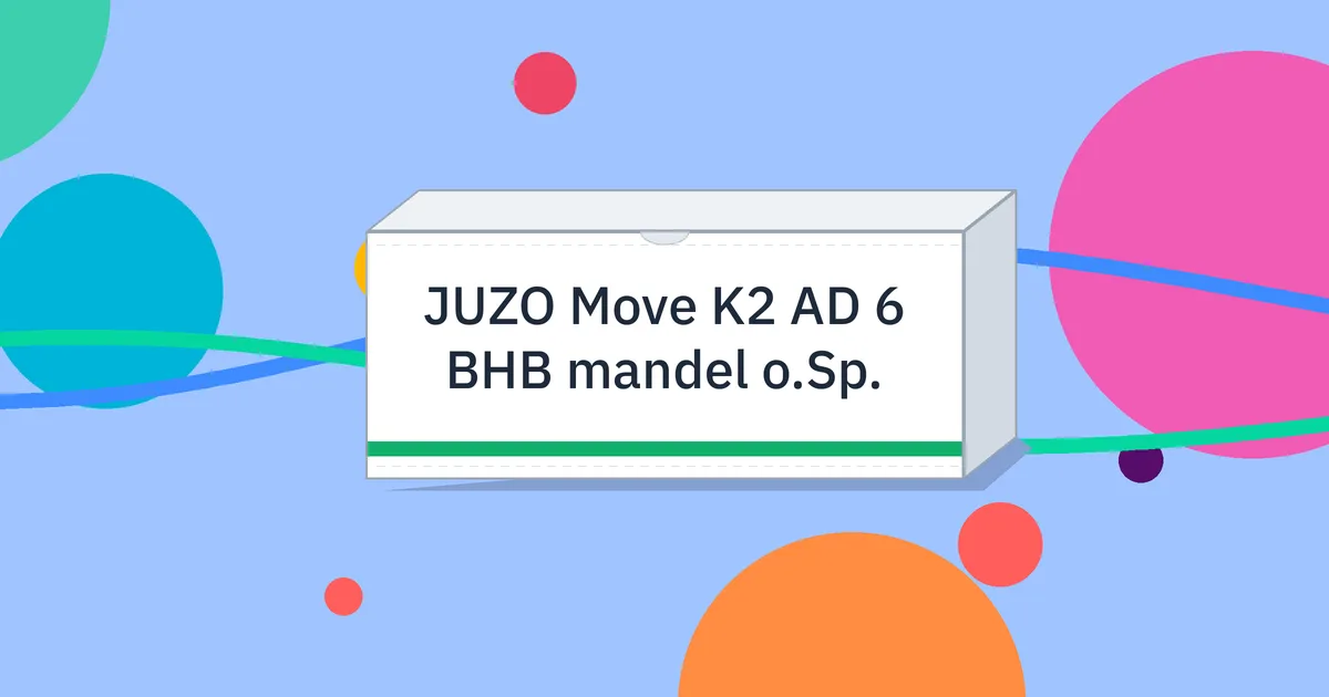 Symbolbild: Packung mit der Aufschrift JUZO Move K2 AD 6 BHB mandel o.Sp. (PZN 16341737) – Verfügbarkeit und Bezug in Apotheken in Frankfurt am Main