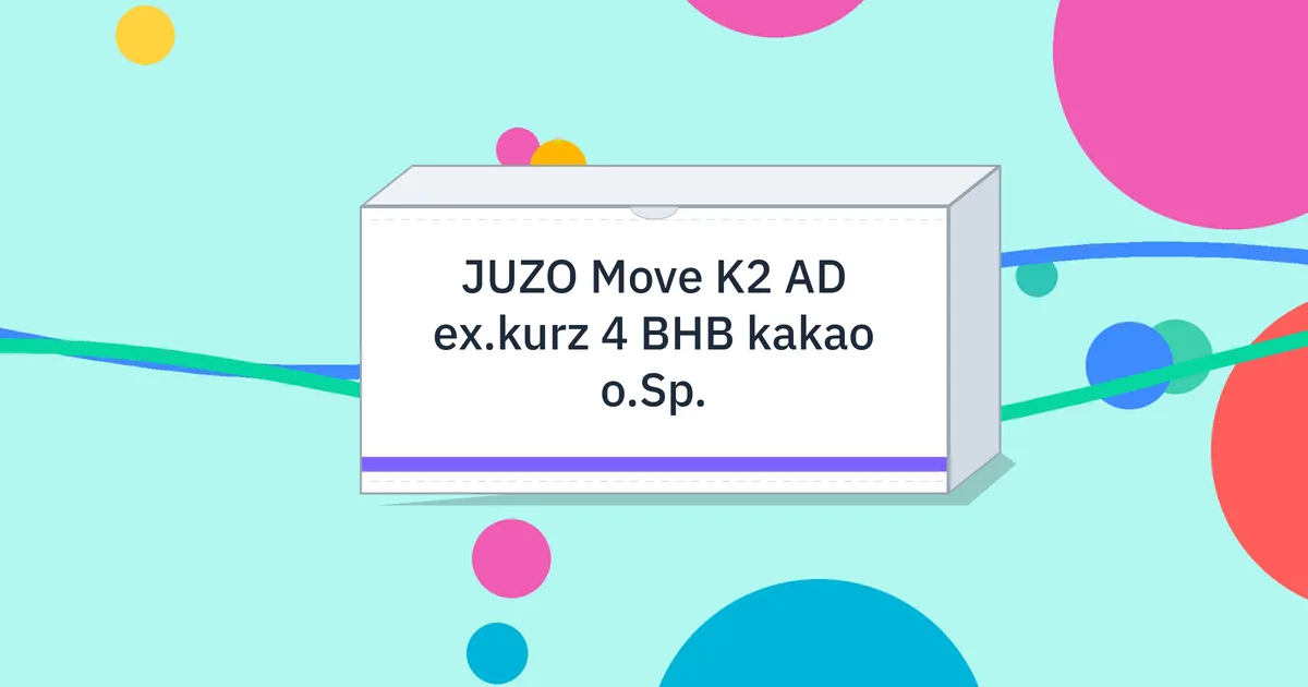 Symbolbild: Packung mit der Aufschrift JUZO Move K2 AD ex.kurz 4 BHB kakao o.Sp. (PZN 18542724) – Verfügbarkeit und Bezug in Apotheken in Frankfurt am Main