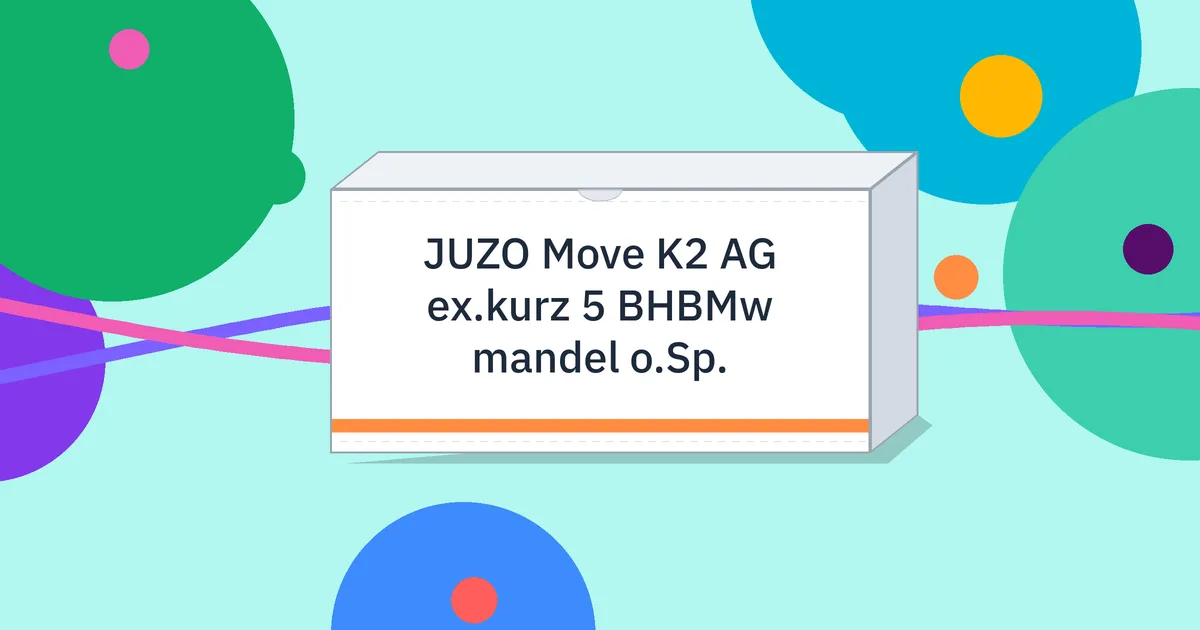 Symbolbild: Packung mit der Aufschrift JUZO Move K2 AG ex.kurz 5 BHBMw mandel o.Sp. (PZN 16649702) – Verfügbarkeit und Bezug in Apotheken in Frankfurt am Main