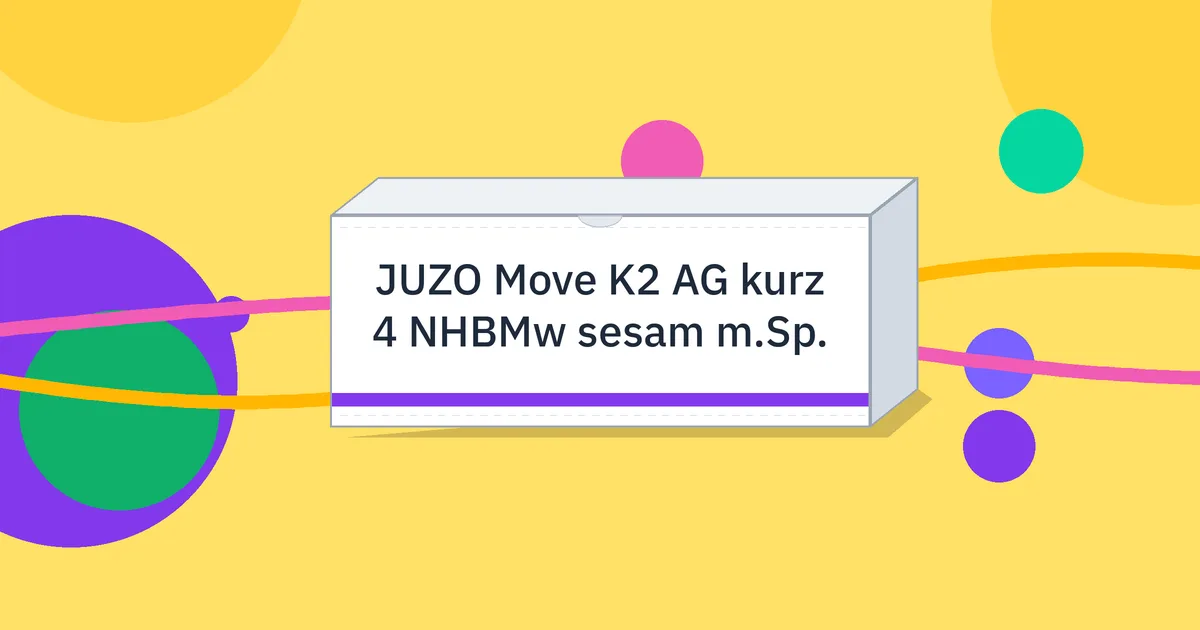 Symbolbild: Packung mit der Aufschrift JUZO Move K2 AG kurz 4 NHBMw sesam m.Sp. (PZN 18527570) – Verfügbarkeit und Bezug in Apotheken in Frankfurt am Main