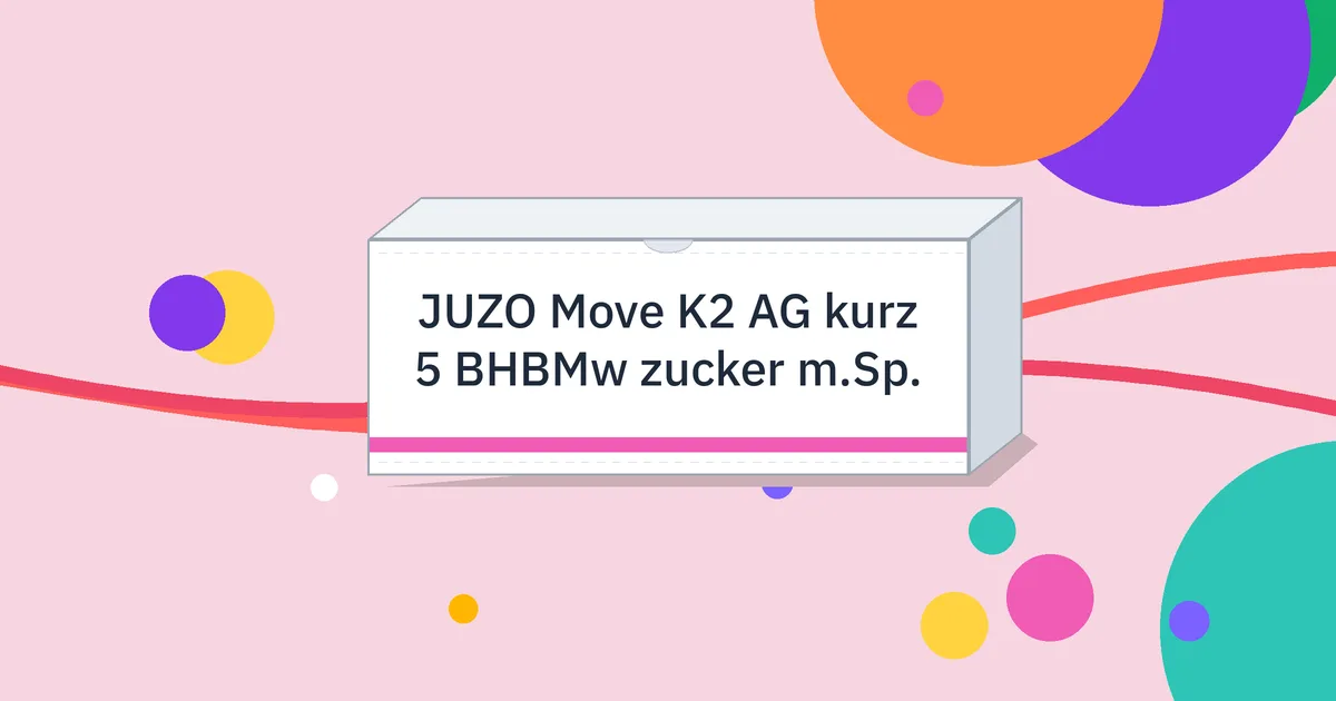 Symbolbild: Packung mit der Aufschrift JUZO Move K2 AG kurz 5 BHBMw zucker m.Sp. (PZN 18528776) – Verfügbarkeit und Bezug in Apotheken in Frankfurt am Main