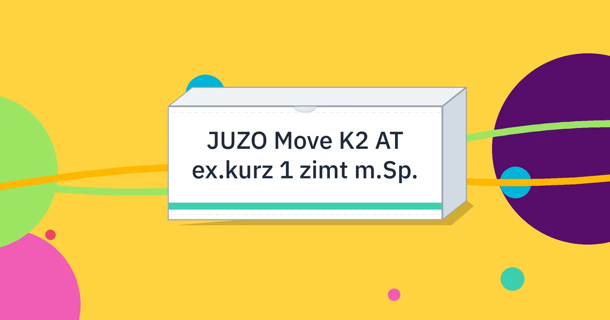 Symbolbild: Packung mit der Aufschrift JUZO Move K2 AT ex.kurz 1 zimt m.Sp. (PZN 20670642) – Verfügbarkeit und Bezug in Apotheken in Frankfurt am Main