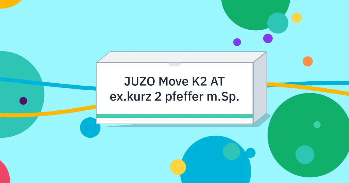 Symbolbild: Packung mit der Aufschrift JUZO Move K2 AT ex.kurz 2 pfeffer m.Sp. (PZN 20670582) – Verfügbarkeit und Bezug in Apotheken in Frankfurt am Main