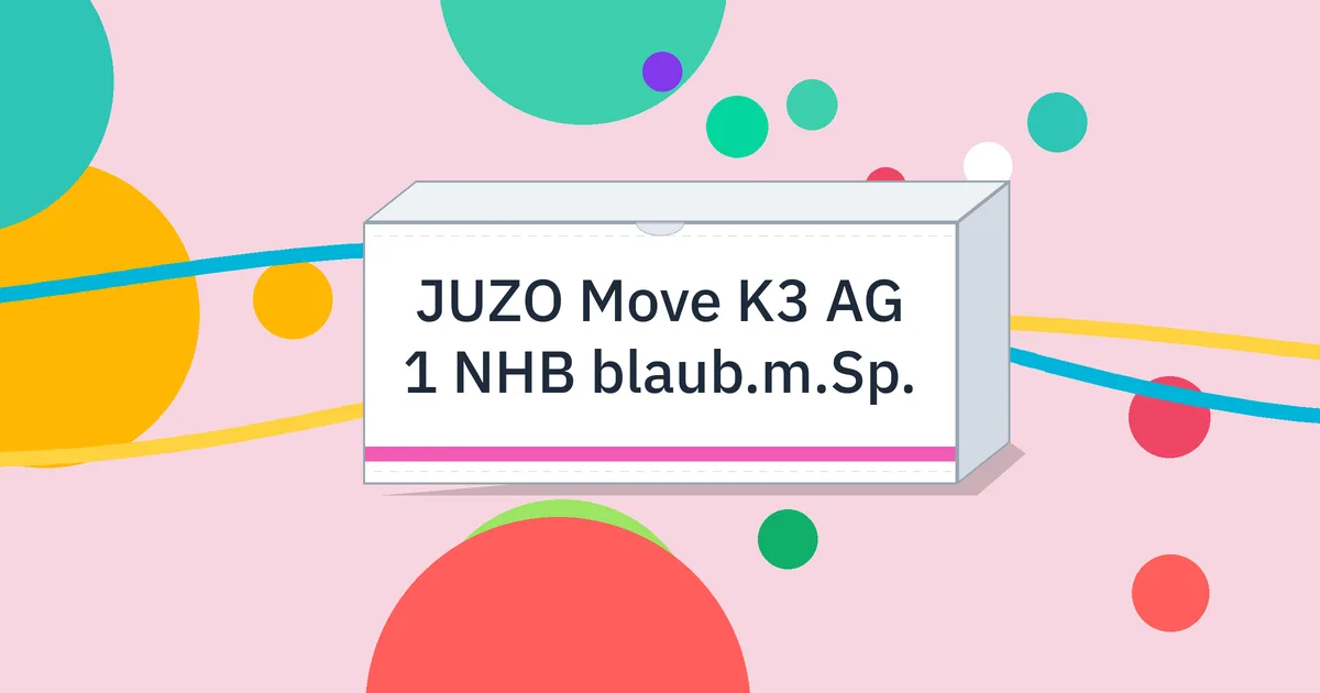 Symbolbild: Packung mit der Aufschrift JUZO Move K3 AG 1 NHB blaub.m.Sp. (PZN 18586934) – Verfügbarkeit und Bezug in Apotheken in Frankfurt am Main