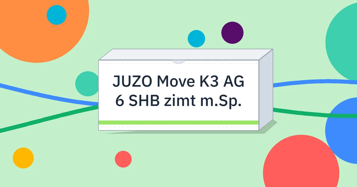 Symbolbild: Packung mit der Aufschrift JUZO Move K3 AG 6 SHB zimt m.Sp. (PZN 18575468) – Verfügbarkeit und Bezug in Apotheken in Frankfurt am Main