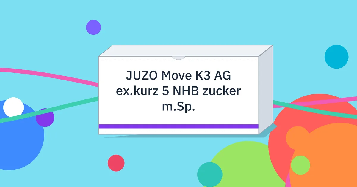 Symbolbild: Packung mit der Aufschrift JUZO Move K3 AG ex.kurz 5 NHB zucker m.Sp. (PZN 18583025) – Verfügbarkeit und Bezug in Apotheken in Frankfurt am Main