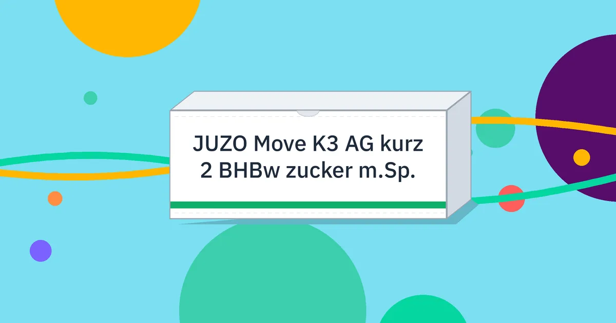 Symbolbild: Packung mit der Aufschrift JUZO Move K3 AG kurz 2 BHBw zucker m.Sp. (PZN 18579704) – Verfügbarkeit und Bezug in Apotheken in Frankfurt am Main
