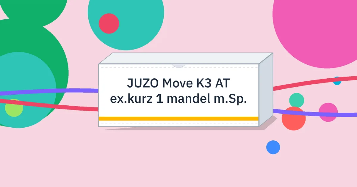 Symbolbild: Packung mit der Aufschrift JUZO Move K3 AT ex.kurz 1 mandel m.Sp. (PZN 20680155) – Verfügbarkeit und Bezug in Apotheken in Frankfurt am Main