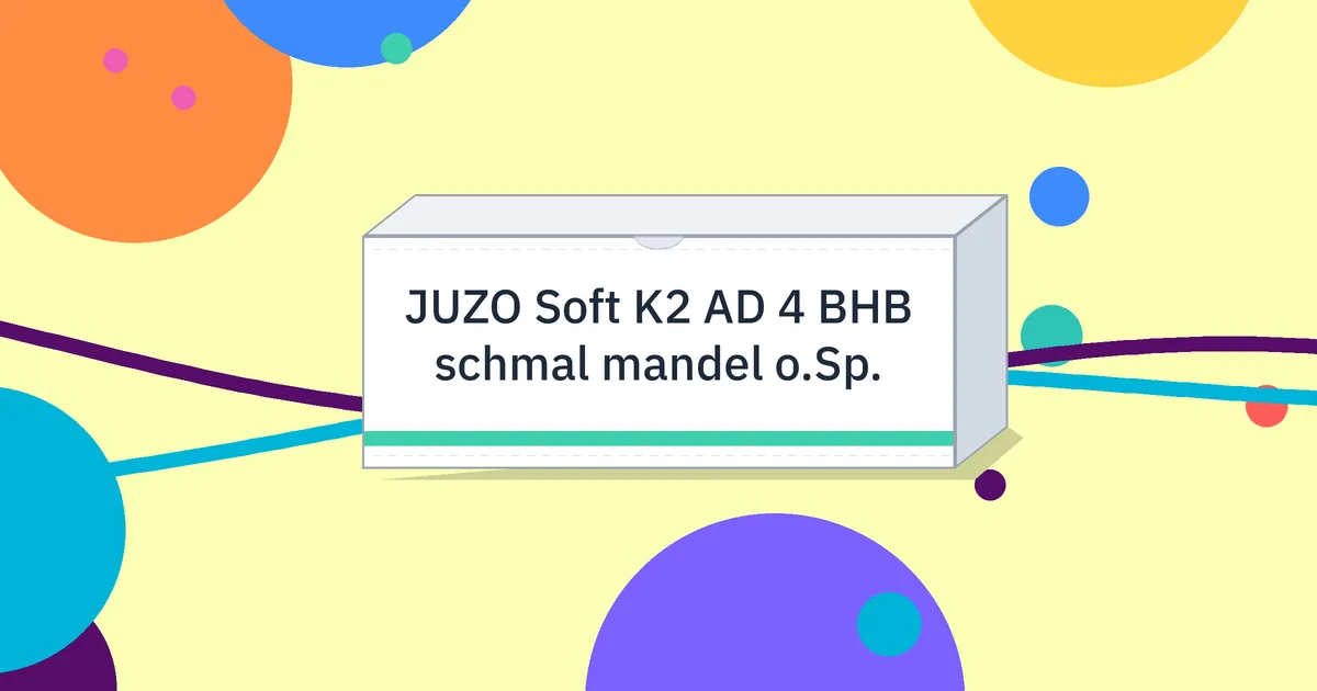 Symbolbild: Packung mit der Aufschrift JUZO Soft K2 AD 4 BHB schmal mandel o.Sp. (PZN 15467235) – Verfügbarkeit und Bezug in Apotheken in Frankfurt am Main