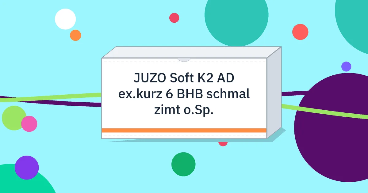 Symbolbild: Packung mit der Aufschrift JUZO Soft K2 AD ex.kurz 6 BHB schmal zimt o.Sp. (PZN 15468306) – Verfügbarkeit und Bezug in Apotheken in Frankfurt am Main