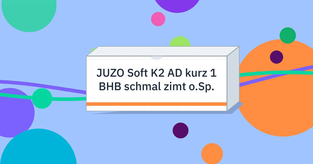 Symbolbild: Packung mit der Aufschrift JUZO Soft K2 AD kurz 1 BHB schmal zimt o.Sp. (PZN 15467554) – Verfügbarkeit und Bezug in Apotheken in Frankfurt am Main