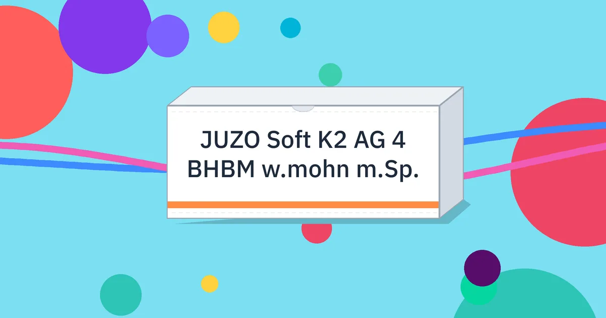 Symbolbild: Packung mit der Aufschrift JUZO Soft K2 AG 4 BHBM w.mohn m.Sp. (PZN 14867139) – Verfügbarkeit und Bezug in Apotheken in Frankfurt am Main