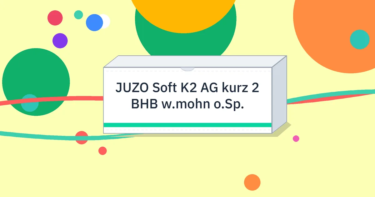 Symbolbild: Packung mit der Aufschrift JUZO Soft K2 AG kurz 2 BHB w.mohn o.Sp. (PZN 14842961) – Verfügbarkeit und Bezug in Apotheken in Frankfurt am Main