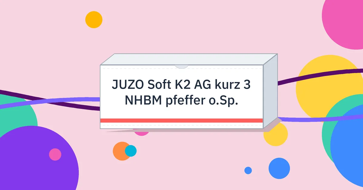 Symbolbild: Packung mit der Aufschrift JUZO Soft K2 AG kurz 3 NHBM pfeffer o.Sp. (PZN 14998309) – Verfügbarkeit und Bezug in Apotheken in Frankfurt am Main