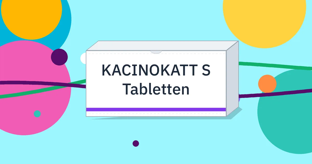 Symbolbild: Packung mit der Aufschrift KACINOKATT S Tabletten (PZN 03692553) – Verfügbarkeit und Bezug in Apotheken in Frankfurt am Main