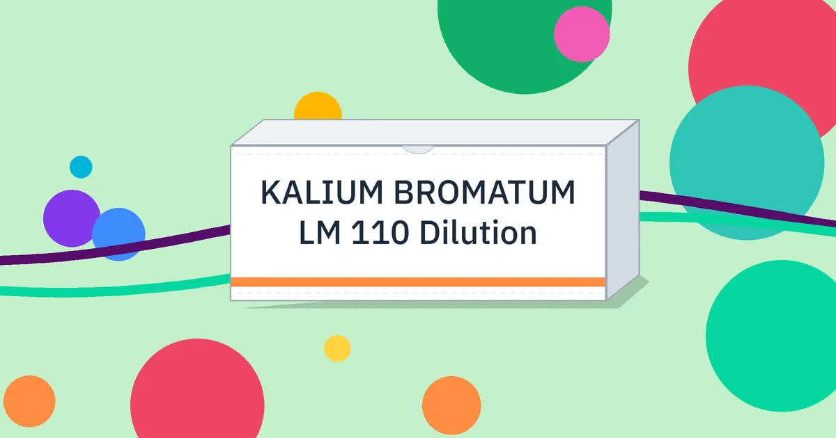 Symbolbild: Packung mit der Aufschrift KALIUM BROMATUM LM 110 Dilution (PZN 12918163) – Verfügbarkeit und Bezug in Apotheken in Frankfurt am Main