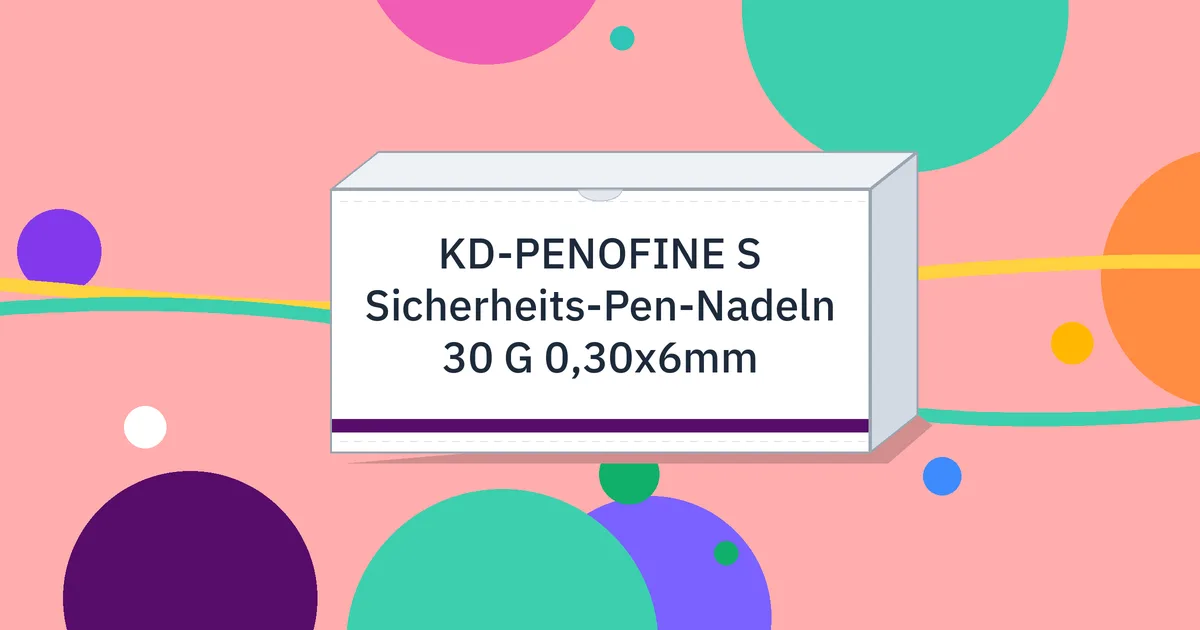 Symbolbild: Packung mit der Aufschrift KD-PENOFINE S Sicherheits-Pen-Nadeln 30 G 0,30x6mm (PZN 20377758) – Verfügbarkeit und Bezug in Apotheken in Frankfurt am Main