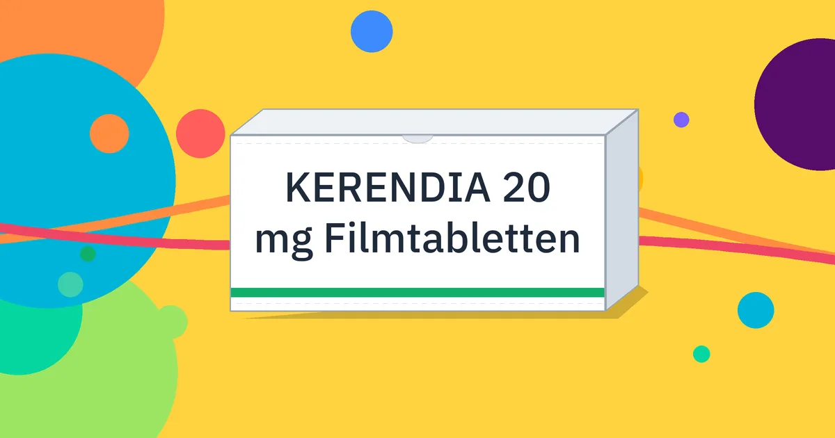 Symbolbild: Packung mit der Aufschrift KERENDIA 20 mg Filmtabletten (PZN 18807252) – Verfügbarkeit und Bezug in Apotheken in Frankfurt am Main
