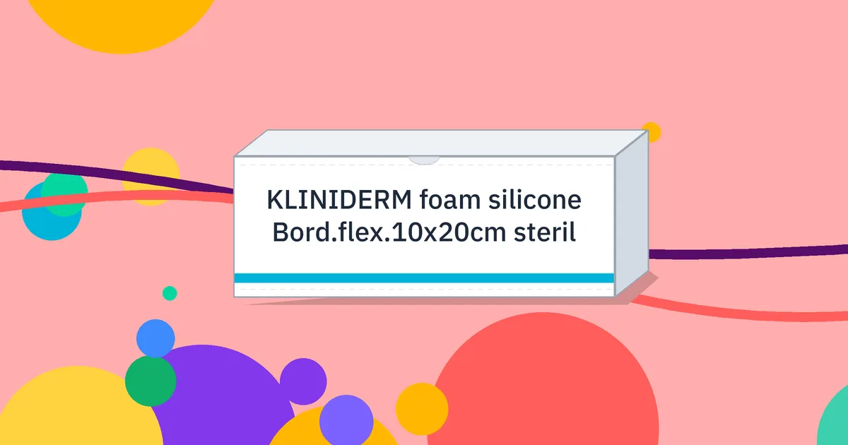 Symbolbild: Packung mit der Aufschrift KLINIDERM foam silicone Bord.flex.10x20cm steril (PZN 19869048) – Verfügbarkeit und Bezug in Apotheken in Frankfurt am Main