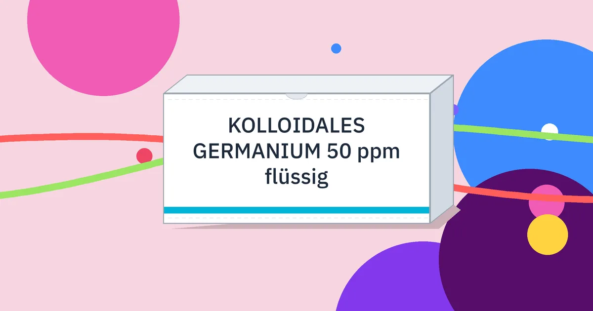 Symbolbild: Packung mit der Aufschrift KOLLOIDALES GERMANIUM 50 ppm flüssig (PZN 19135493) – Verfügbarkeit und Bezug in Apotheken in Frankfurt am Main