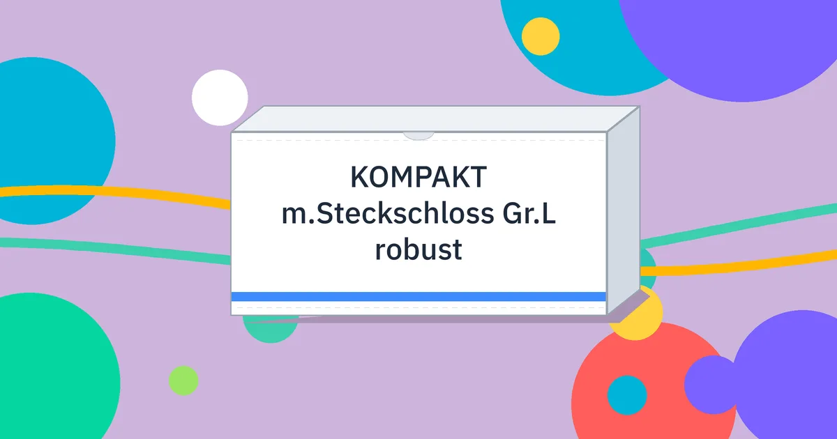 Symbolbild: Packung mit der Aufschrift KOMPAKT m.Steckschloss Gr.L robust (PZN 11568962) – Verfügbarkeit und Bezug in Apotheken in Frankfurt am Main