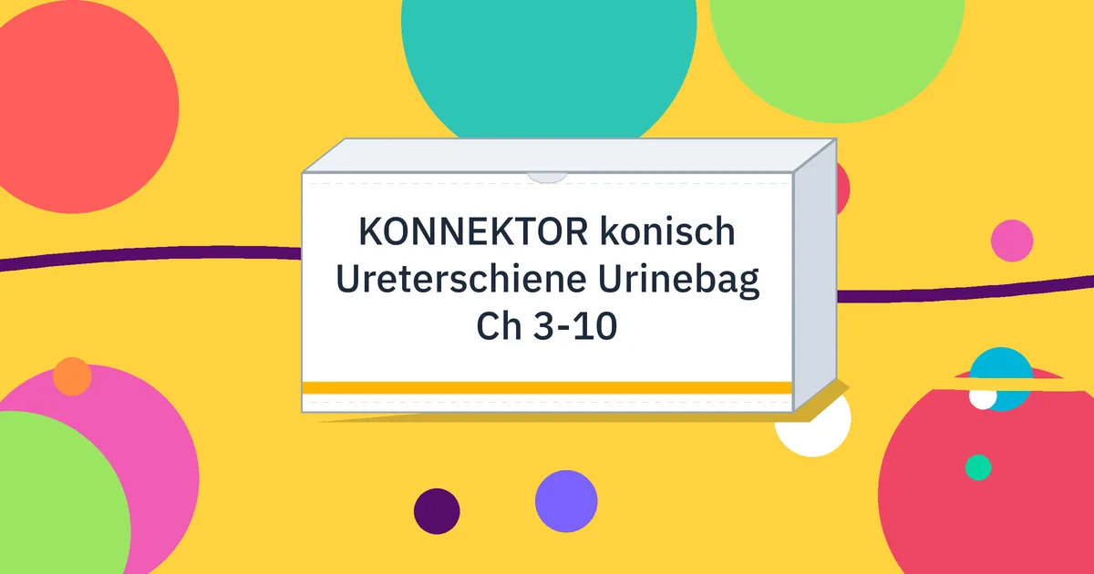 Symbolbild: Packung mit der Aufschrift KONNEKTOR konisch Ureterschiene Urinebag Ch 3-10 (PZN 19252738) – Verfügbarkeit und Bezug in Apotheken in Frankfurt am Main