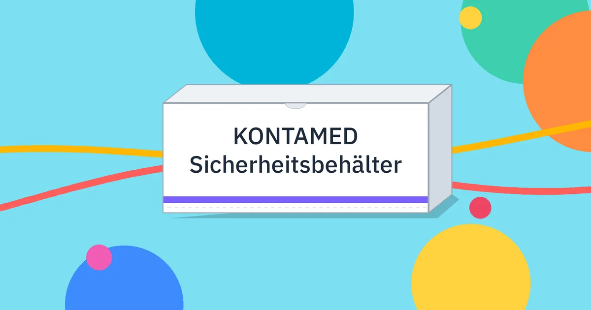 Symbolbild: Packung mit der Aufschrift KONTAMED Sicherheitsbehälter (PZN 03643684) – Verfügbarkeit und Bezug in Apotheken in Frankfurt am Main