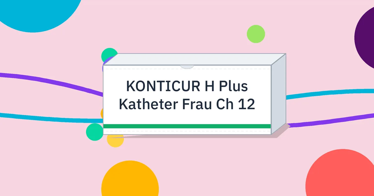 Symbolbild: Packung mit der Aufschrift KONTICUR H Plus Katheter Frau Ch 12 (PZN 19643338) – Verfügbarkeit und Bezug in Apotheken in Frankfurt am Main