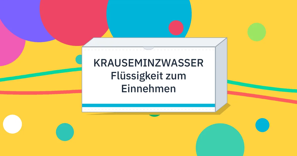 Symbolbild: Packung mit der Aufschrift KRAUSEMINZWASSER Flüssigkeit zum Einnehmen (PZN 15401124) – Verfügbarkeit und Bezug in Apotheken in Frankfurt am Main