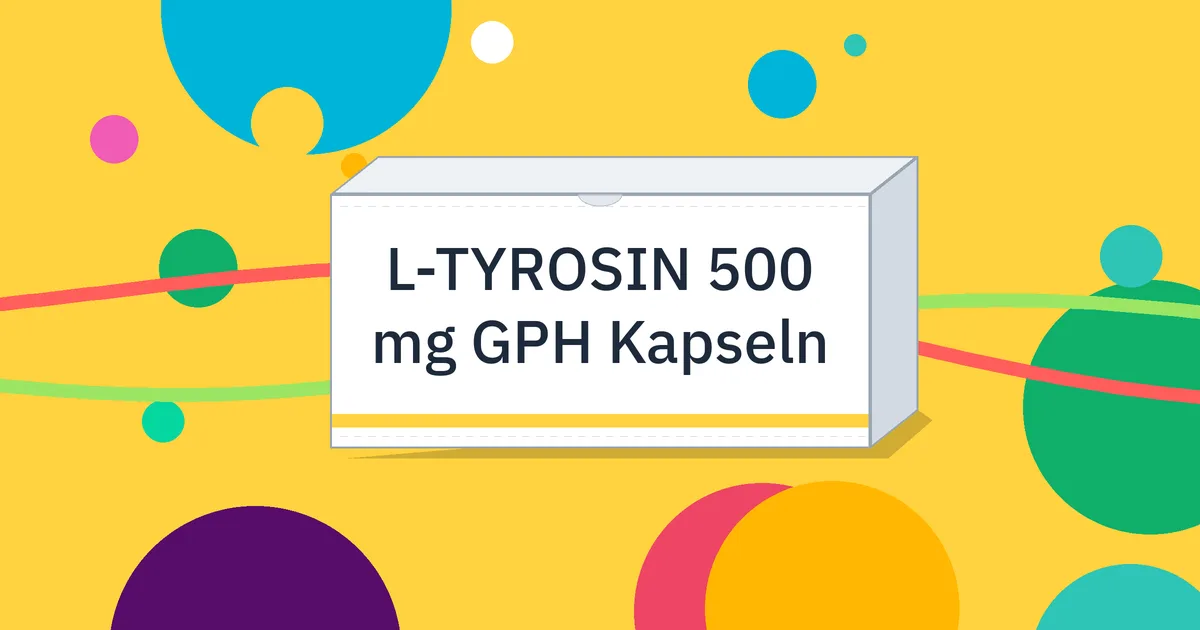 Symbolbild: Packung mit der Aufschrift L-TYROSIN 500 mg GPH Kapseln (PZN 09918900) – Verfügbarkeit und Bezug in Apotheken in Frankfurt am Main