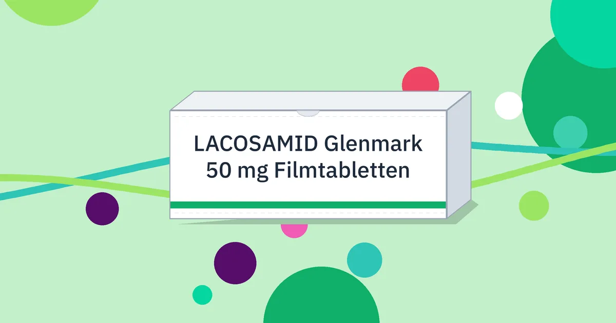 Symbolbild: Packung mit der Aufschrift LACOSAMID Glenmark 50 mg Filmtabletten (PZN 17534898) – Verfügbarkeit und Bezug in Apotheken in Frankfurt am Main