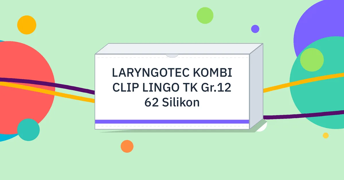 Symbolbild: Packung mit der Aufschrift LARYNGOTEC KOMBI CLIP LINGO TK Gr.12 62 Silikon (PZN 19186438) – Verfügbarkeit und Bezug in Apotheken in Frankfurt am Main