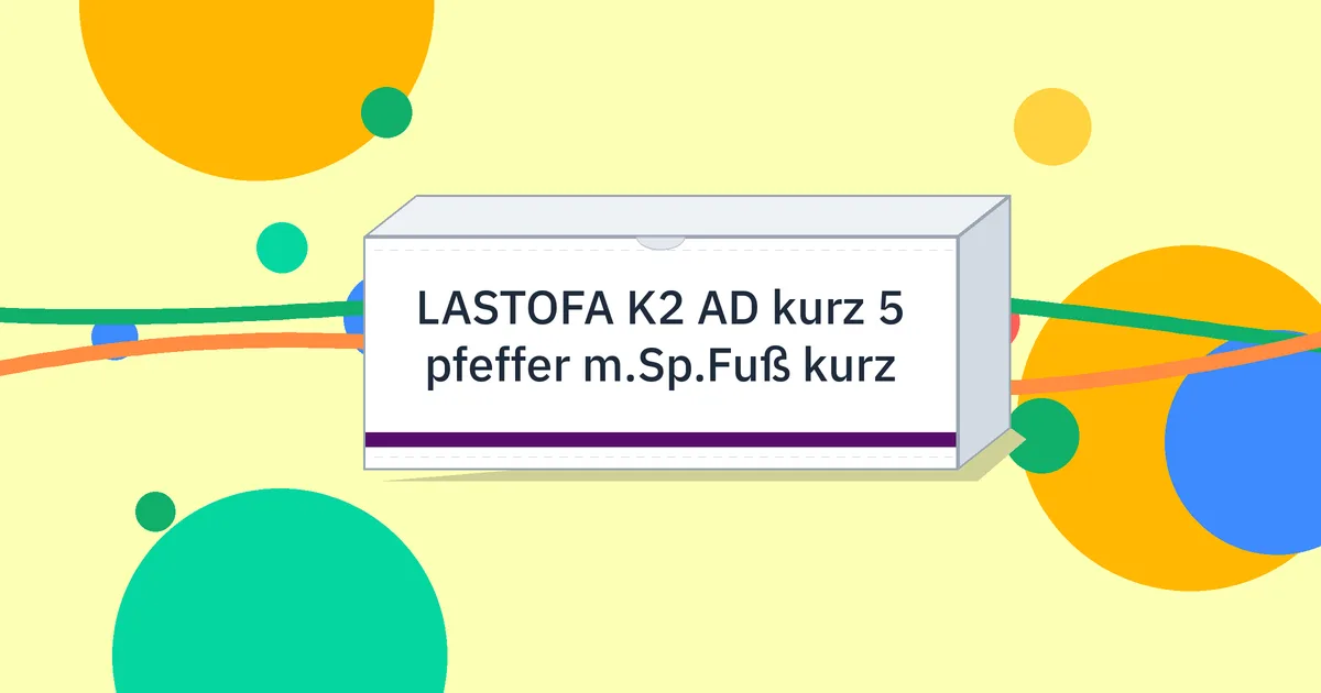 Symbolbild: Packung mit der Aufschrift LASTOFA K2 AD kurz 5 pfeffer m.Sp.Fuß kurz (PZN 13801167) – Verfügbarkeit und Bezug in Apotheken in Frankfurt am Main