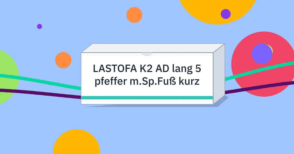 Symbolbild: Packung mit der Aufschrift LASTOFA K2 AD lang 5 pfeffer m.Sp.Fuß kurz (PZN 13801121) – Verfügbarkeit und Bezug in Apotheken in Frankfurt am Main