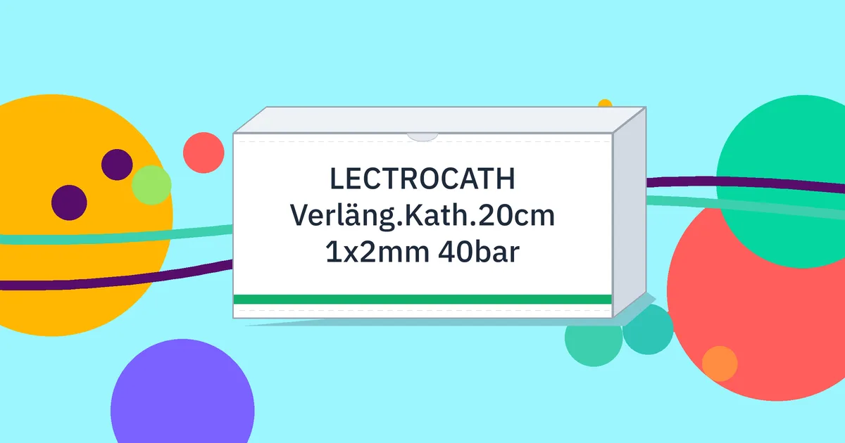 Symbolbild: Packung mit der Aufschrift LECTROCATH Verläng.Kath.20cm 1x2mm 40bar (PZN 00965849) – Verfügbarkeit und Bezug in Apotheken in Frankfurt am Main