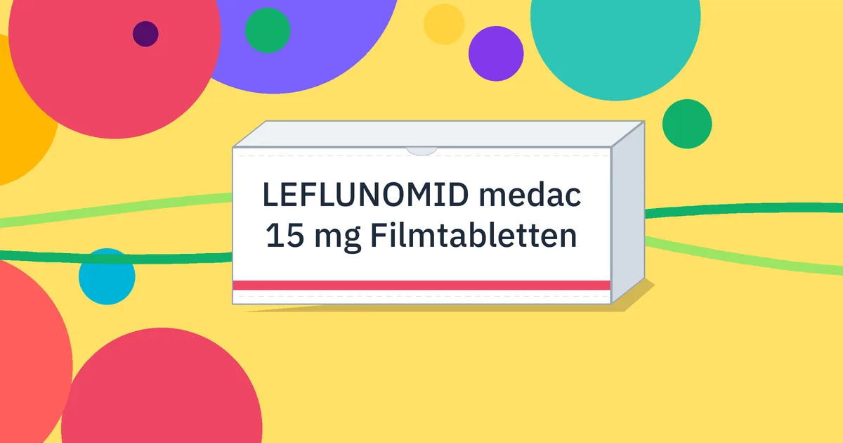 Symbolbild: Packung mit der Aufschrift LEFLUNOMID medac 15 mg Filmtabletten (PZN 05025915) – Verfügbarkeit und Bezug in Apotheken in Frankfurt am Main