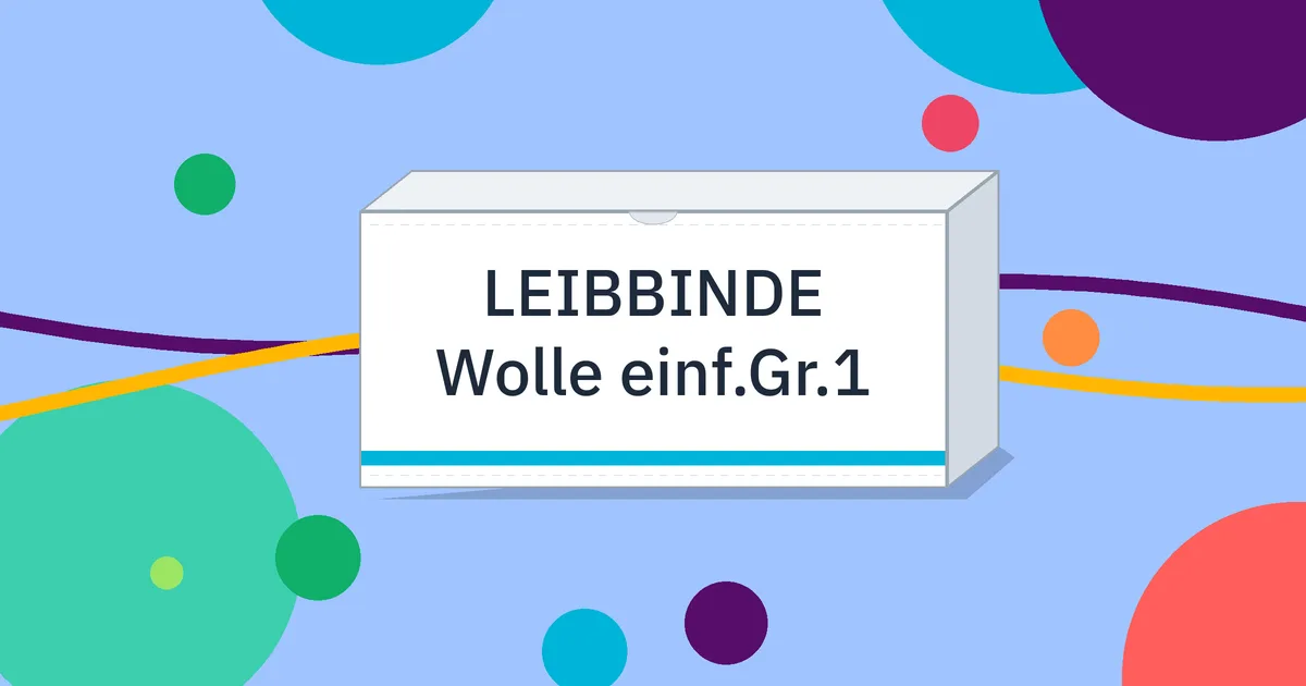 Symbolbild: Packung mit der Aufschrift LEIBBINDE Wolle einf.Gr.1 (PZN 02008974) – Verfügbarkeit und Bezug in Apotheken in Frankfurt am Main