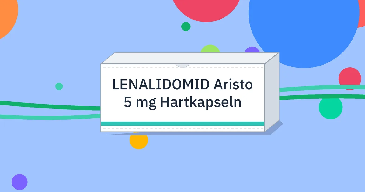 Symbolbild: Packung mit der Aufschrift LENALIDOMID Aristo 5 mg Hartkapseln (PZN 18001572) – Verfügbarkeit und Bezug in Apotheken in Frankfurt am Main