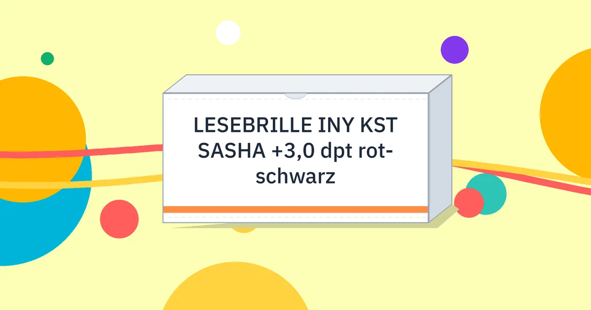 Symbolbild: Packung mit der Aufschrift LESEBRILLE INY KST SASHA +3,0 dpt rot-schwarz (PZN 19928673) – Verfügbarkeit und Bezug in Apotheken in Frankfurt am Main
